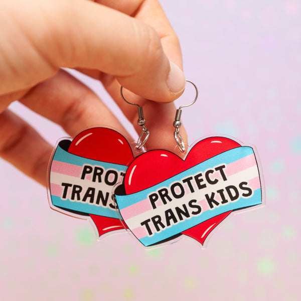 Protect Trans Kids Acrylic Earrings | Trans Pride Earrings | Free ...
