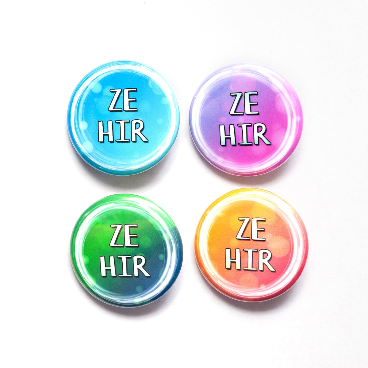 Ze/Hir Pronoun Buttons for Sale | Free Shipping $50+ - Crafty Queer Studio