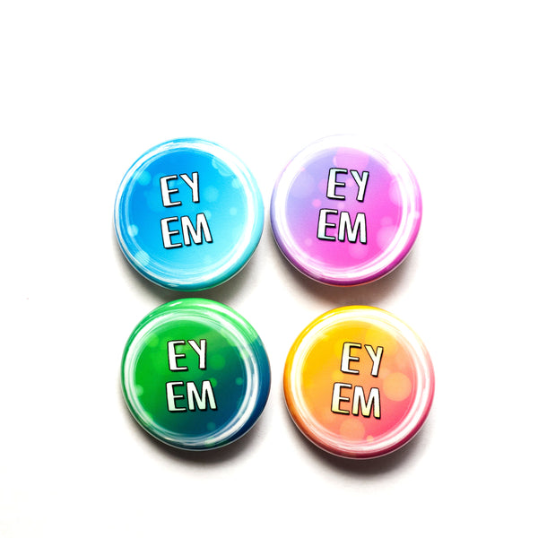 Ey/Em Pronoun Button For Sale | Free Shipping $50+ - Crafty Queer Studio