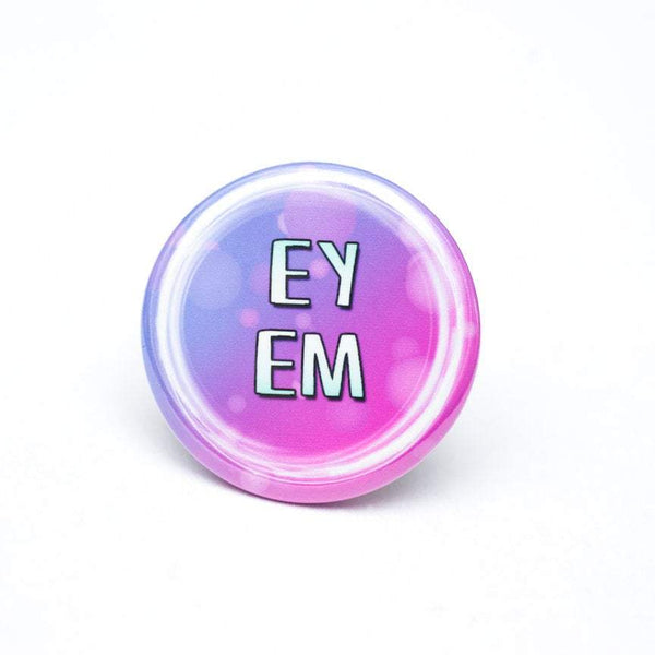 Ey/Em Pronoun Button For Sale | Free Shipping $50+ - Crafty Queer Studio